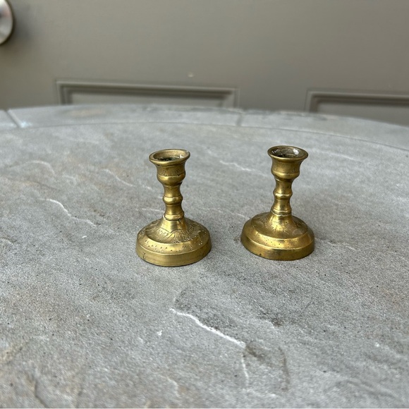Accents | Pair Of Vintage Brass Miniature Mini Candlesticks Candle ...